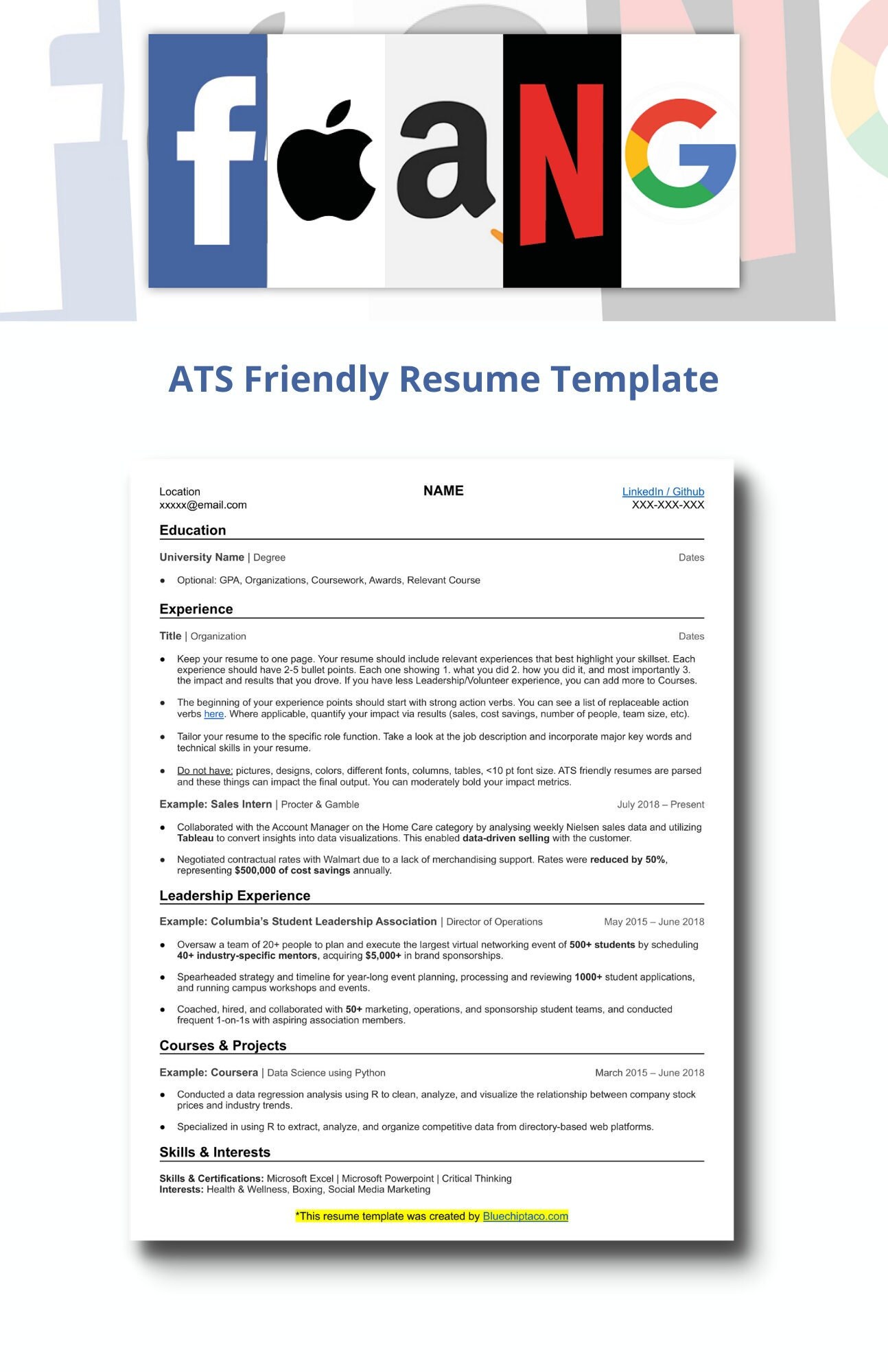 Resume Template For 2022 ATS Friendly Template Optimized Etsy
