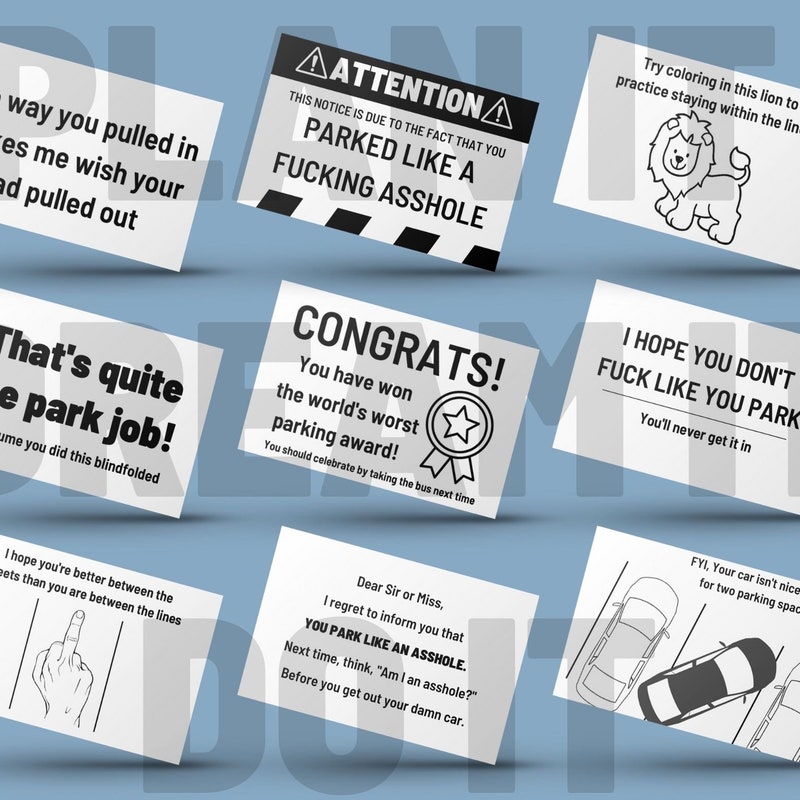 You Park Like an Idiot Cards - Etsy