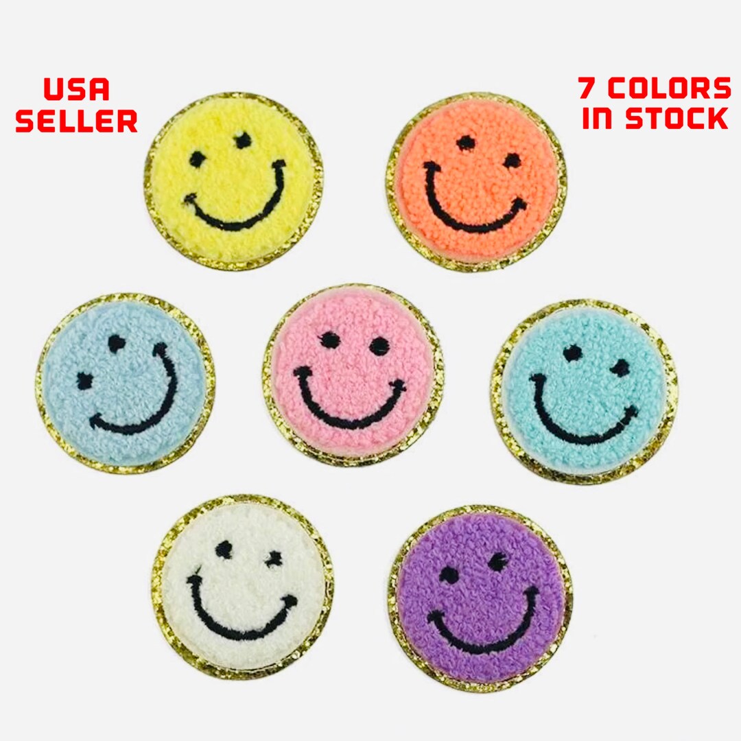 Smiley Face SELF-ADHESIVE Chenille Patch DIY Gift,happy Face Sticker ...
