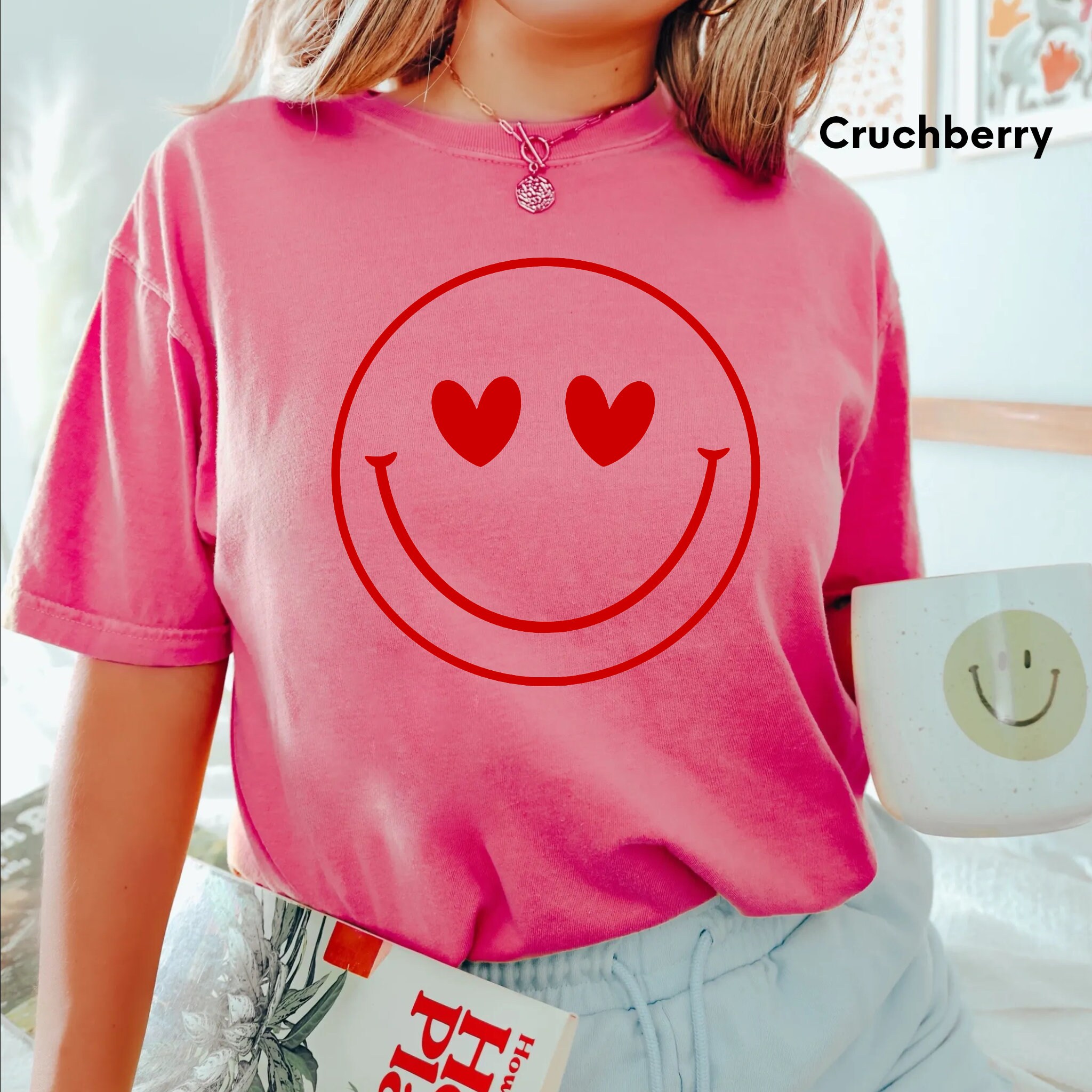Comfort Colors® Smiley Face Shirt,valentines Day Shirt,valentine's LOVE ...