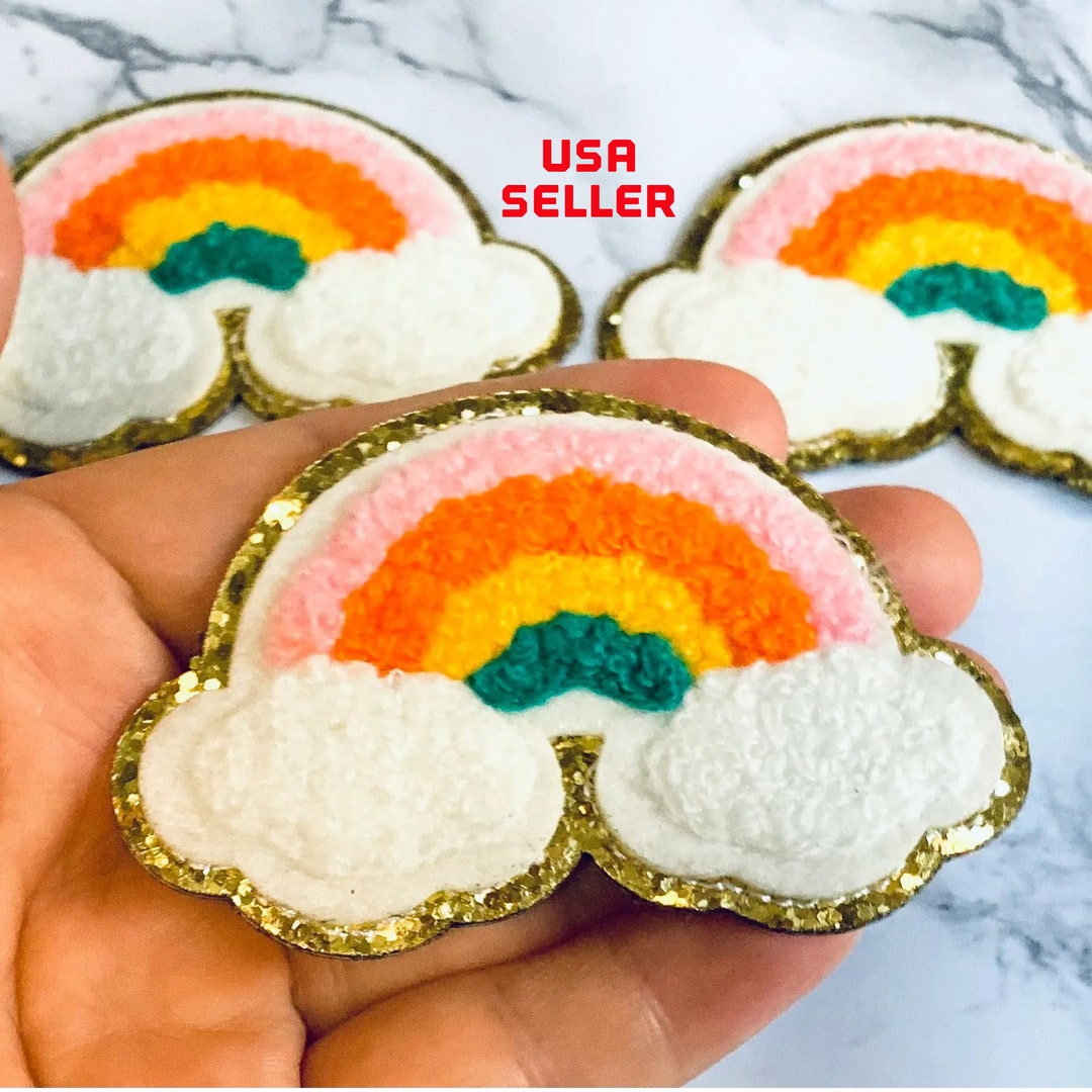 Self Adhesive Chenille Rainbow Patch,glitter Patch,rainbow Chenille ...