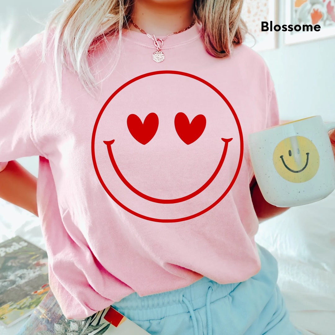 Comfort Colors® Smiley Face Shirt,valentines Day Shirt,valentine's LOVE ...