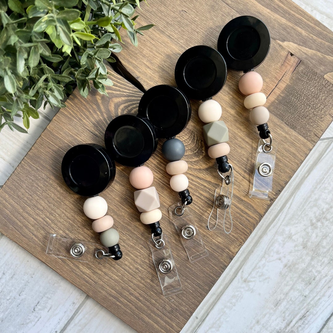 Neutral Badge Reel • ID Holder • Key Card • Nurse Gift • Teacher - Etsy