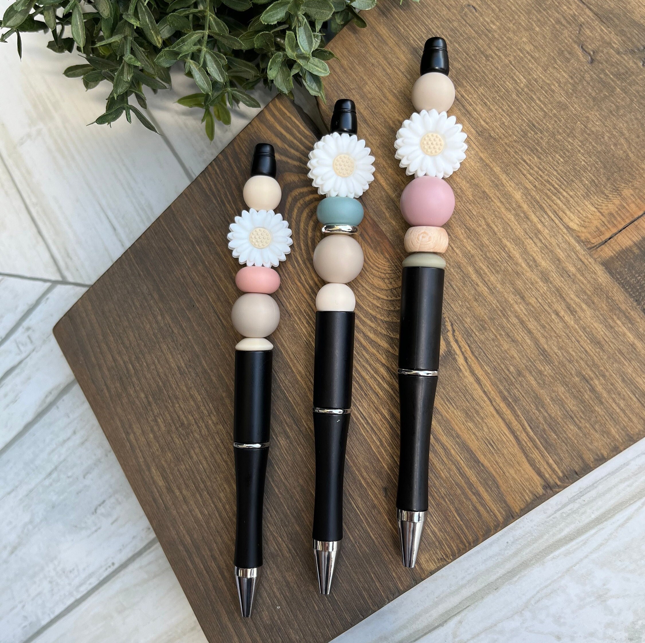 Neutral Bead Pen Teacher Gift Daisy Black Ink Pen - Etsy