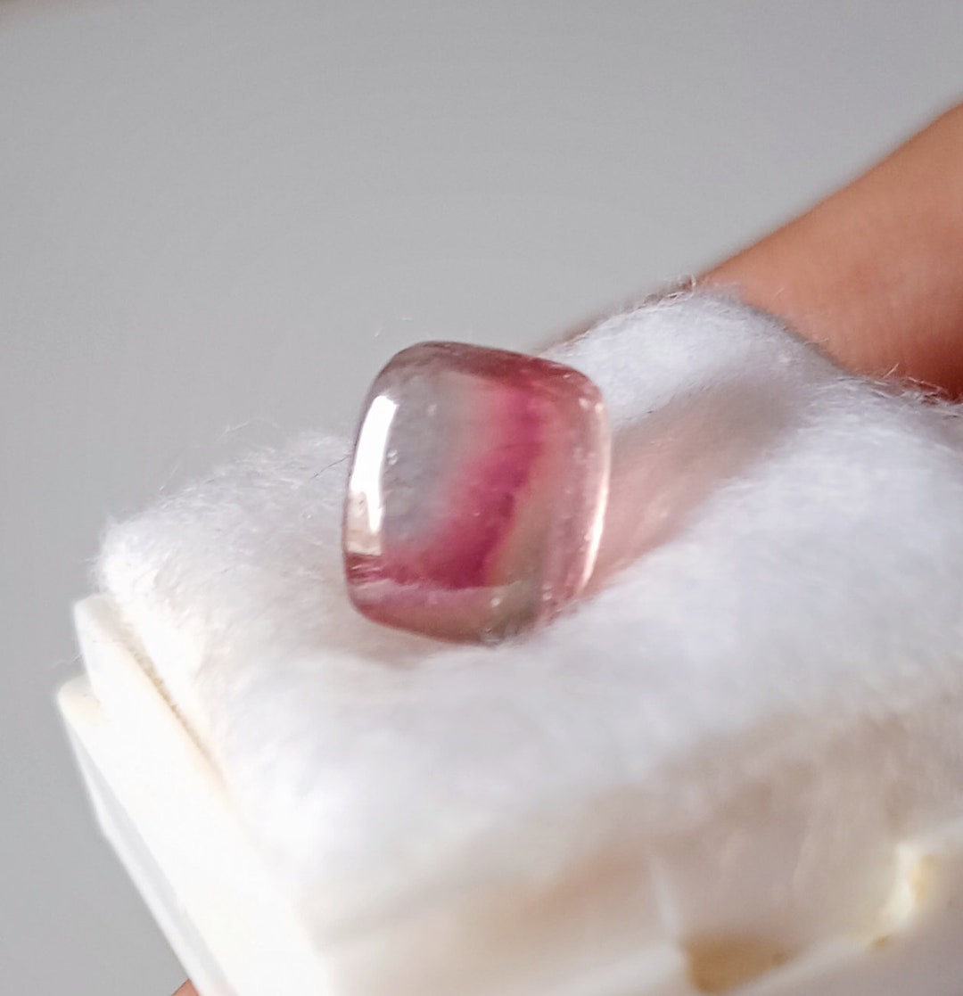 Watermelon Tourmaline Stone: Raw Polished Bi-color Crystal, 4.60 Carat ...