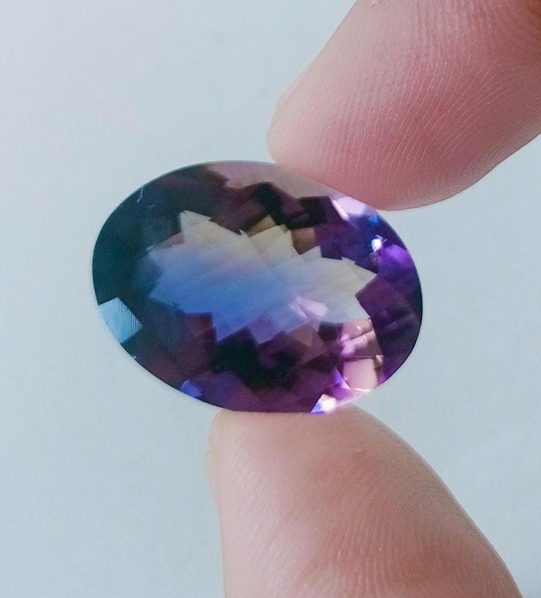 AAA+ Ametrine Stone, Ametrine Oval Cheaker Board Cut, Two Tone Amethyst ...