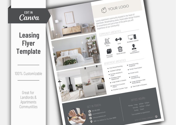 Leasing Flyer Template Customizable Marketing Sheet for - Etsy