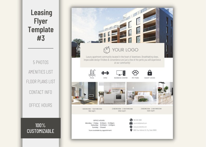 Leasing Flyer Templates 3 Pack Apartments For Rent Etsy