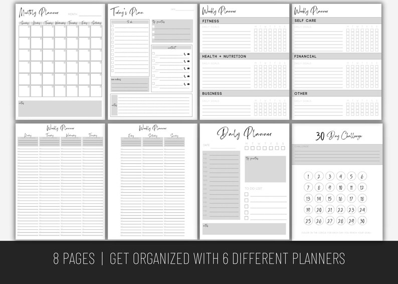 Bundle Pack | Fillable Checklists | Daily, Weekly and Monthly Planners ...