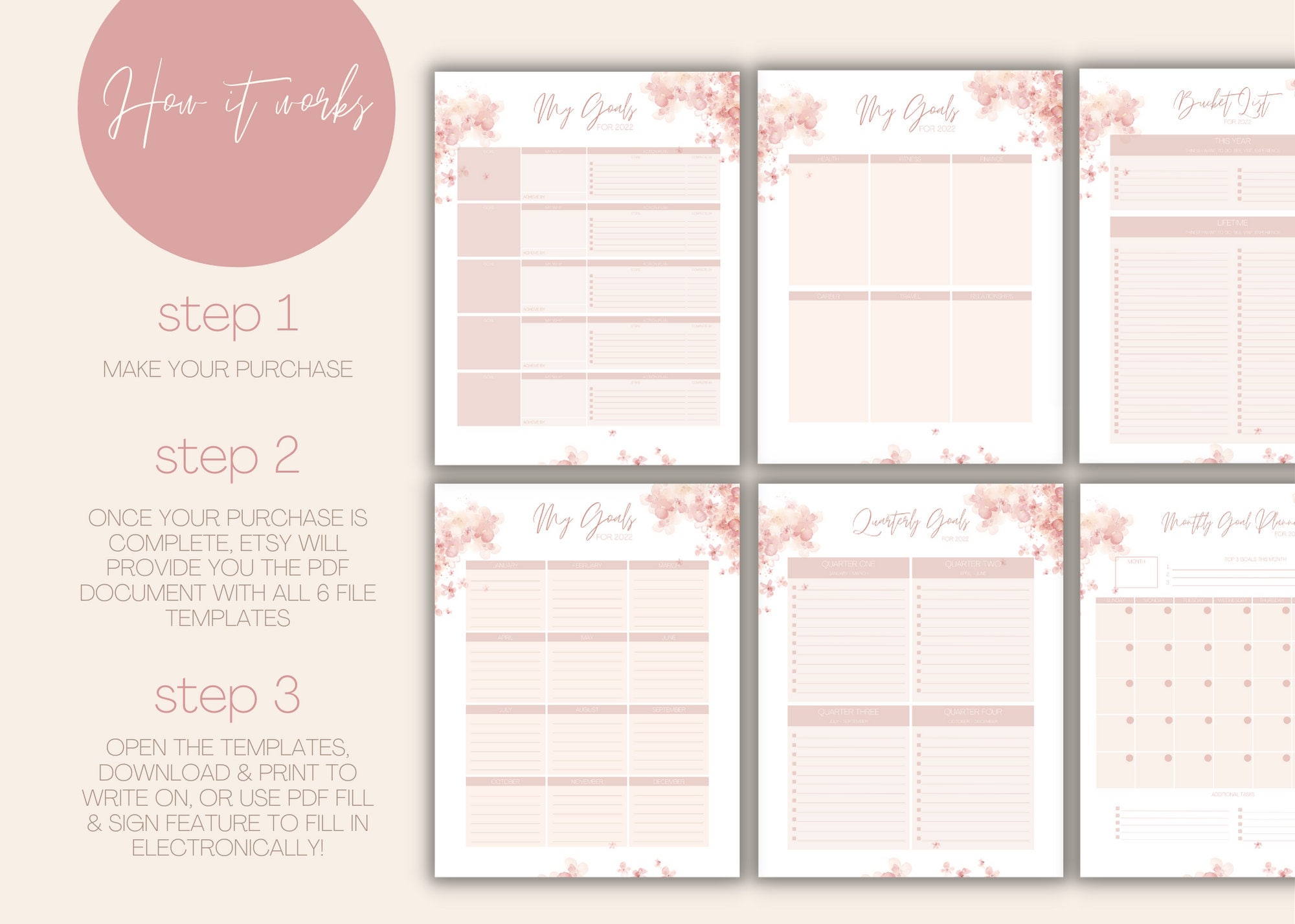 6 Fillable Goal Planner Templates | Monthly, Quarterly & Yearly Goal ...