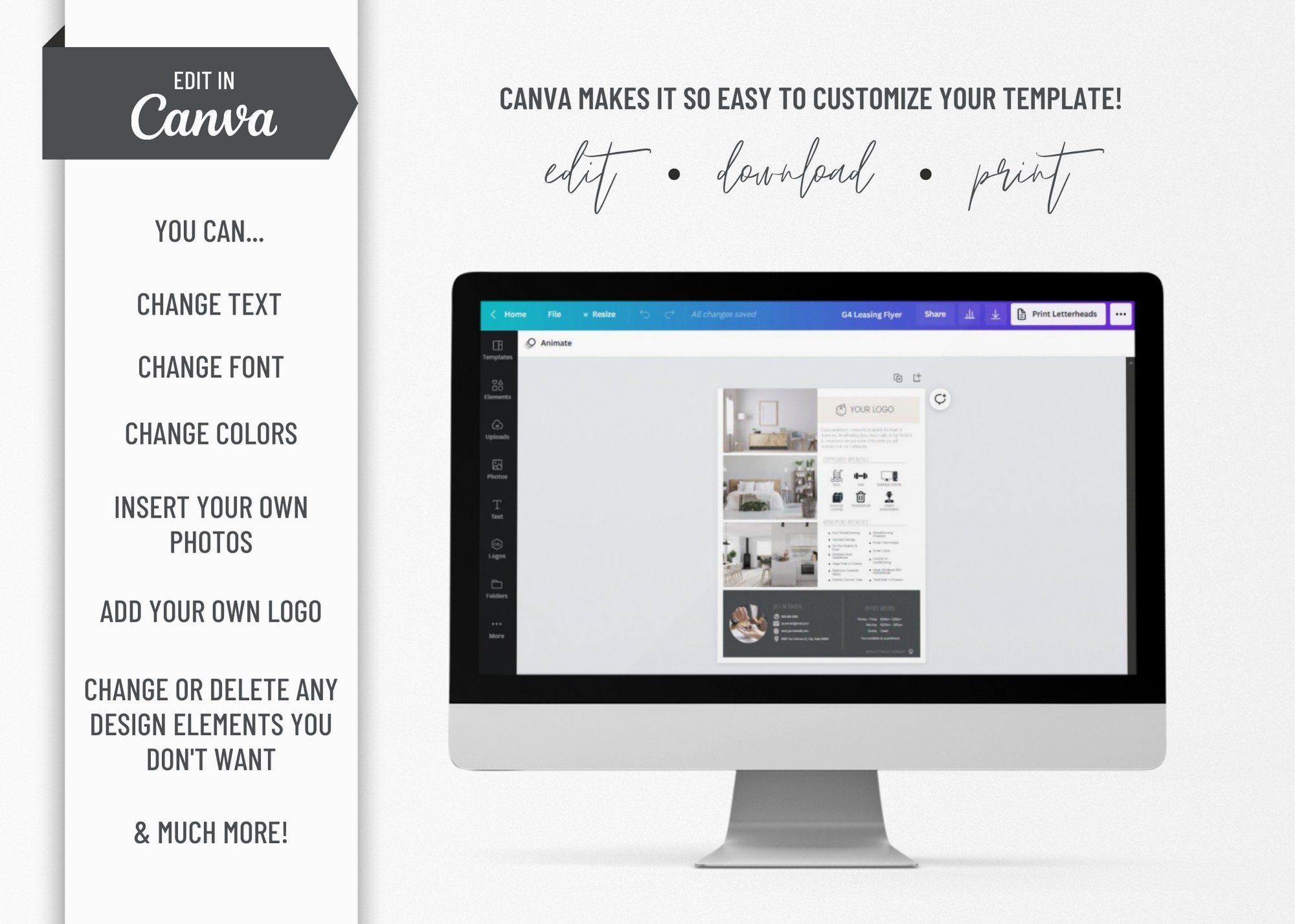 Leasing Flyer Template | Customizable Marketing Sheet for Apartments ...