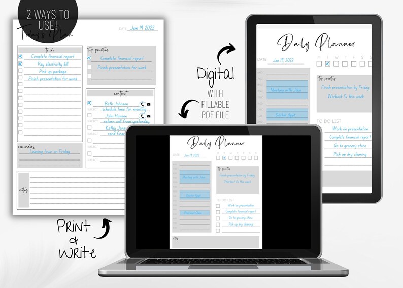 Bundle Pack | Fillable Checklists | Daily, Weekly and Monthly Planners ...