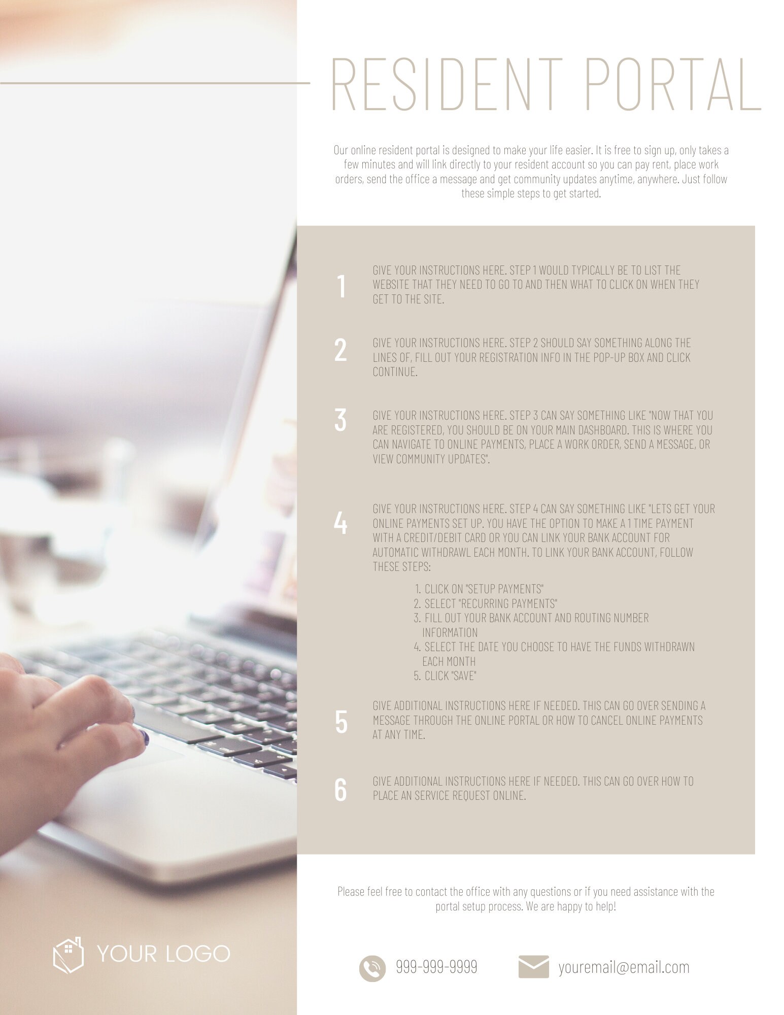 Leasing Flyers & Welcome Packet Bundle Customizable Templates Landlord ...