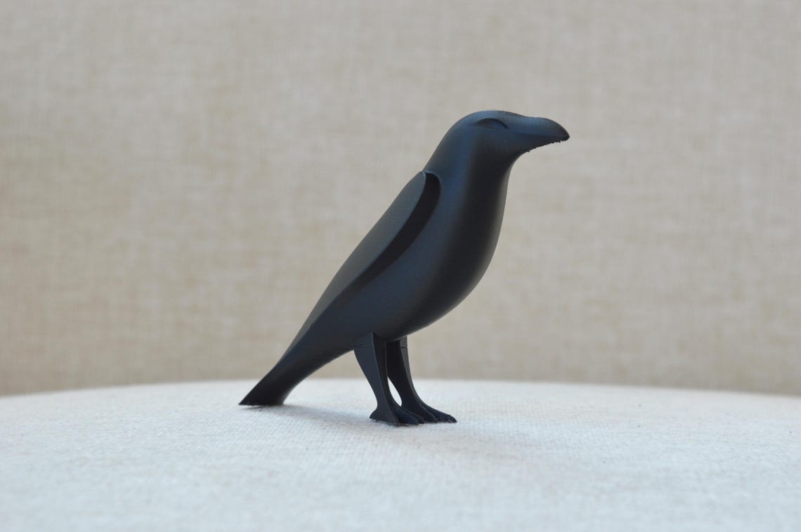 Raven Statue | Gothic Raven Sculpture | 3D Printed Bird Figurine | Crow ...