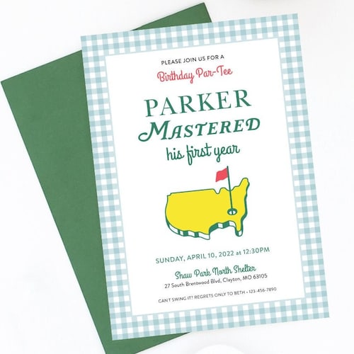 Masters Party Birthday Invitation First Birthday Blue - Etsy