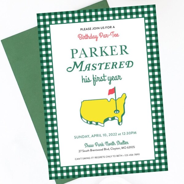 Hole in One First Birthday Invitation Boys Golf 1st Birthday Invite Kid ...