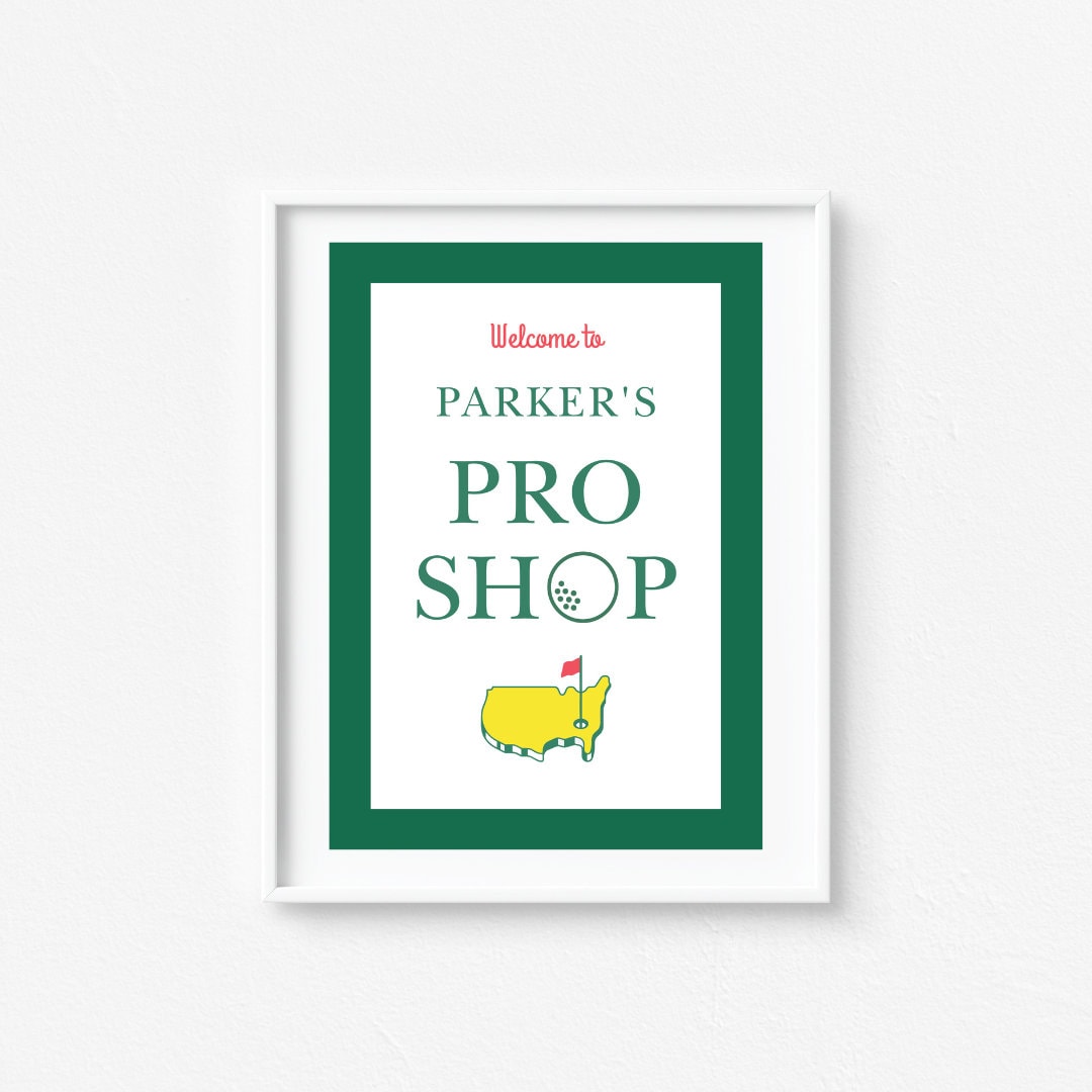 Golf Pro Shop Sign, Solid Border, Gift Table, Favor Sign, Mastered ...