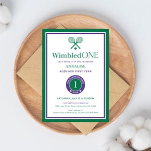 Wimbledone Birthday Invitation, Tennis Birthday, First Birthday ...