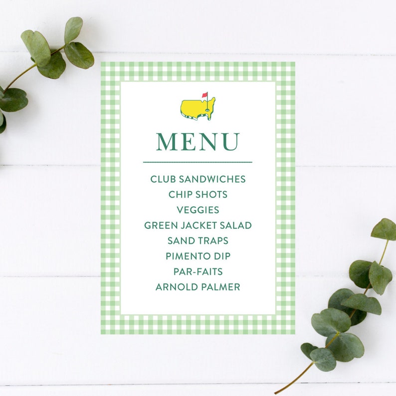 Golf Menu Sign Green Gingham Table Sign Mastered First - Etsy