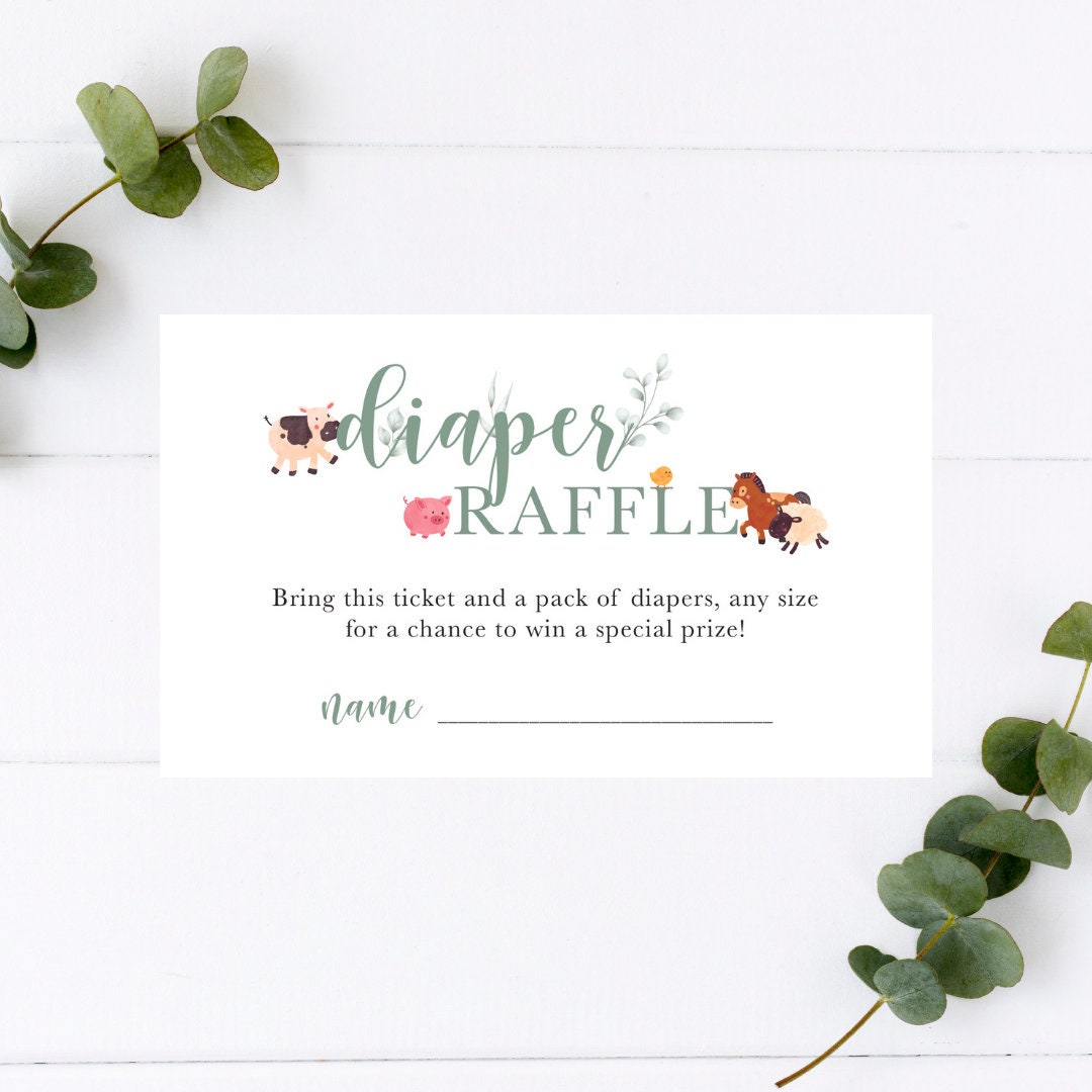 Farm Animal Diaper Raffle Baby Shower Invitation Insert Farm | Etsy