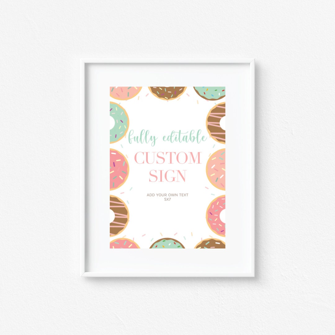 Sprinkle Donut Custom Sign, 5x7, Table Sign, Sweet One, Two Sweet ...