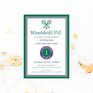 Wimbledone Birthday Invitation, Tennis Birthday, First Birthday ...