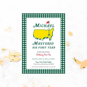 Mastered First Year Birthday Invitation, Dark Green, First Birthday ...