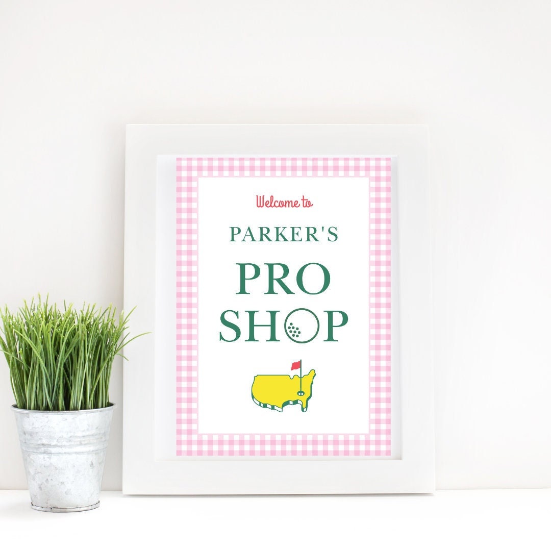 Pro Shop Gift Table Sign, Pink, Golf Gift Table, Mastered First Year ...