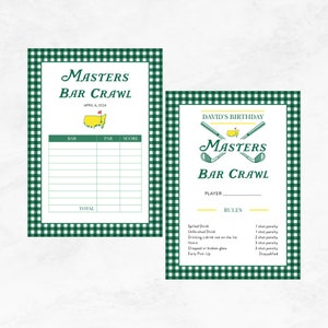 Masters Bar Crawl Invitation, Bar Golf, Pub Crawl, Birthday Bar Crawl ...