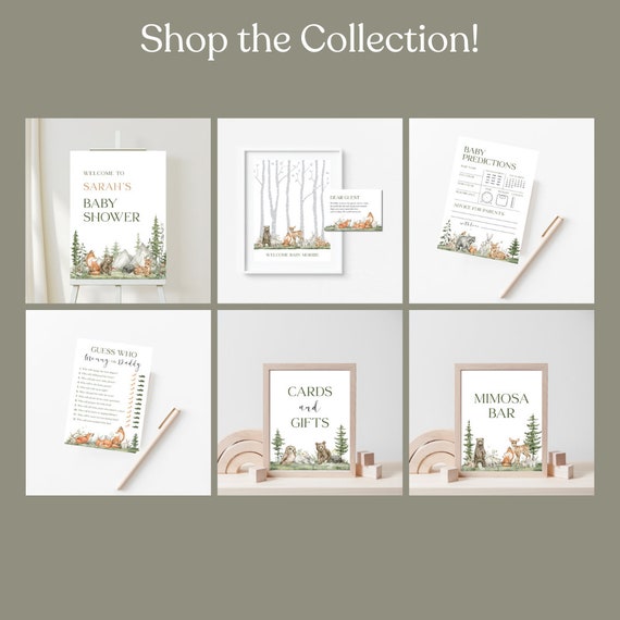 Baby Shower Woodland Baby Shower Game - Teddy Prediction Cards, Unisex ...