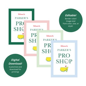 Golf Pro Shop Sign, Solid Border, Gift Table, Favor Sign, Mastered ...