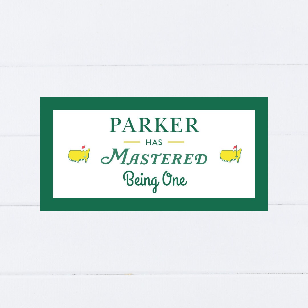 Masters Party Banner, Solid Border, First Birthday Sign, Golf, Mastered ...