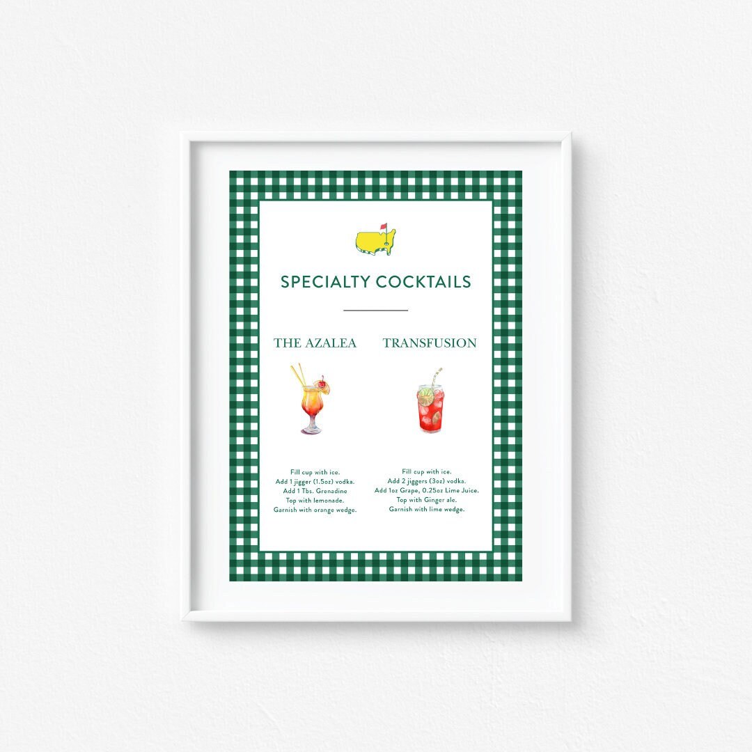 Masters Specialty Drinks Sign, List Ingredients, Specialty Cocktail ...