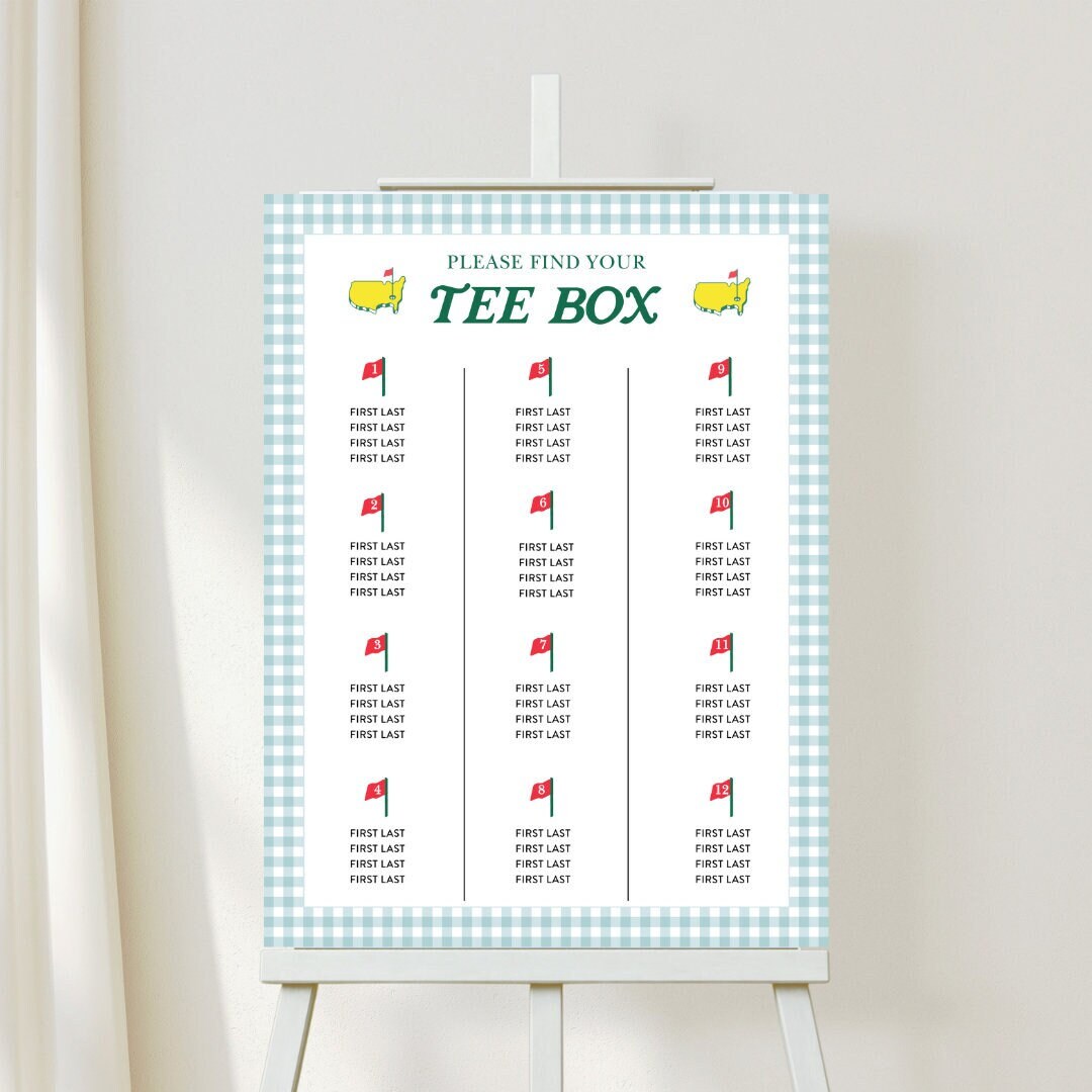 Golf Seating Chart, Blue Gingham, the Masters, Find Your Seat, Golf ...