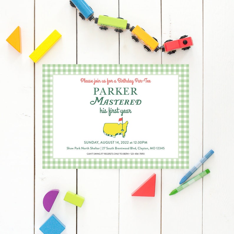 Masters Party Birthday Invitation Horizontal First Birthday - Etsy