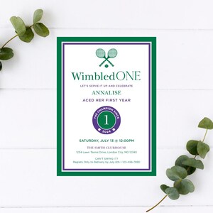Wimbledone Birthday Invitation, Tennis Birthday, First Birthday ...