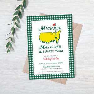 Mastered First Year Birthday Invitation, Dark Green, First Birthday ...