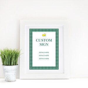 Masters Custom Sign, Dark Green Gingham, Table Sign, Mastered First ...