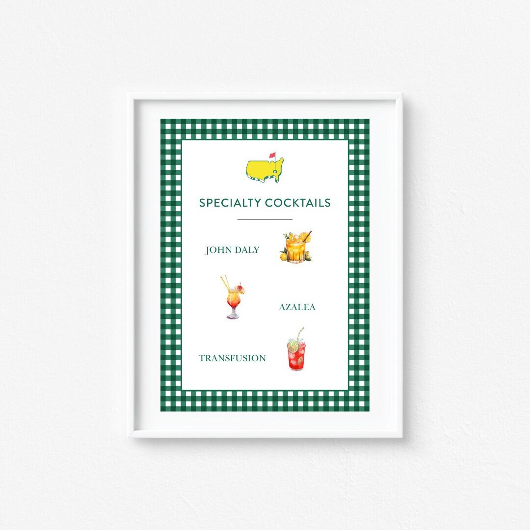 Masters Specialty Drinks Sign, Specialty Cocktail Menu, Masters Green ...