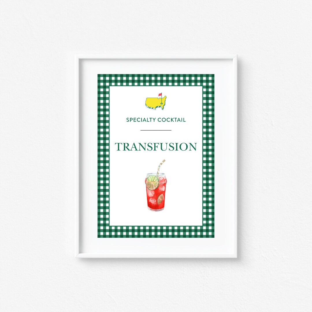 Masters Specialty Drink Sign, Transfusion Cocktail, Masters Green ...