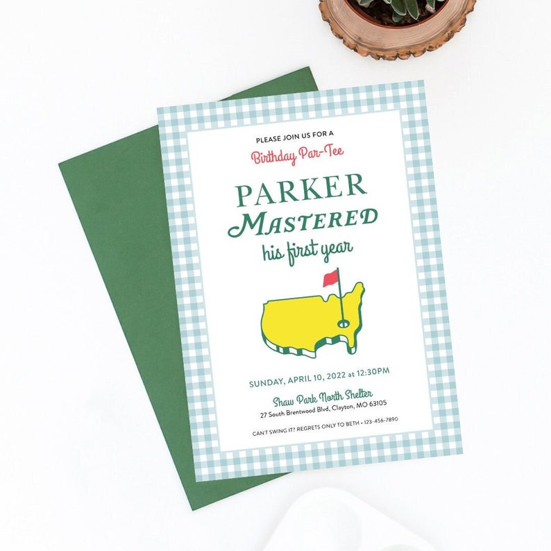 Masters Party Birthday Invitation First Birthday Blue - Etsy