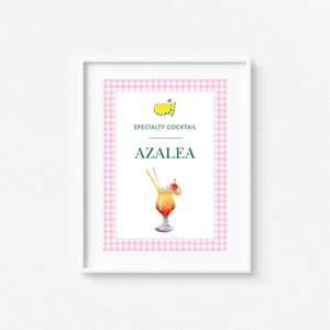 Masters Specialty Drink Sign, Azalea Cocktail, Pink Gingham, Masters ...