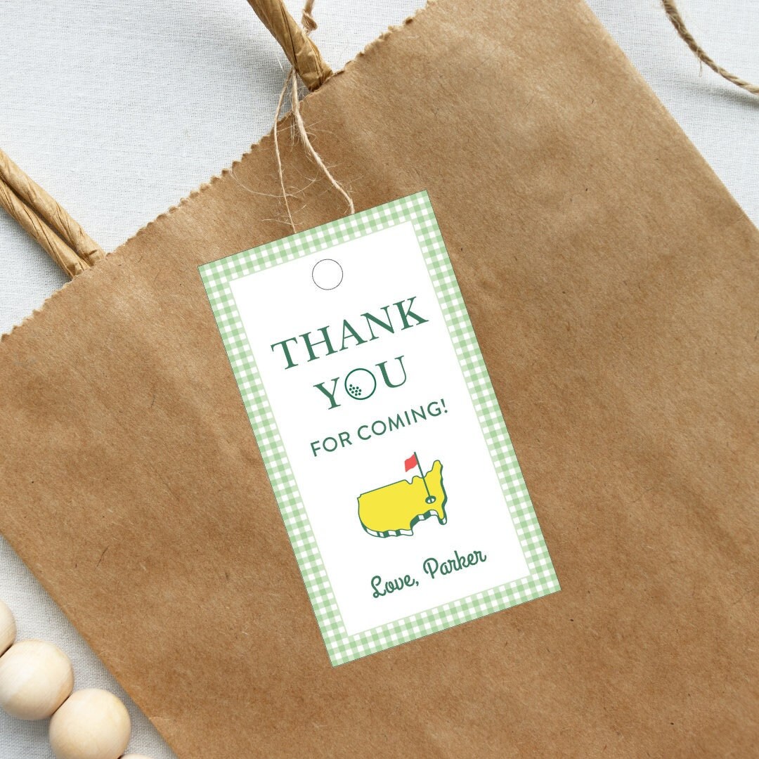 Golf Favor Tag, Gift Bag Tags, Green Gingham, Birthday Favor Tags ...