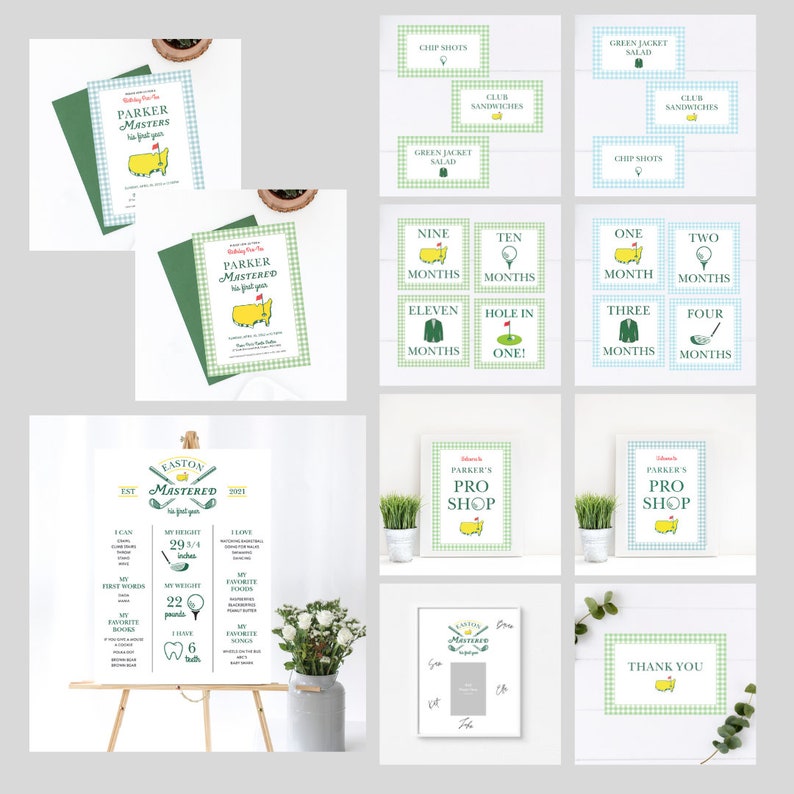 Masters Party Birthday Welcome Sign Green Gingham First - Etsy