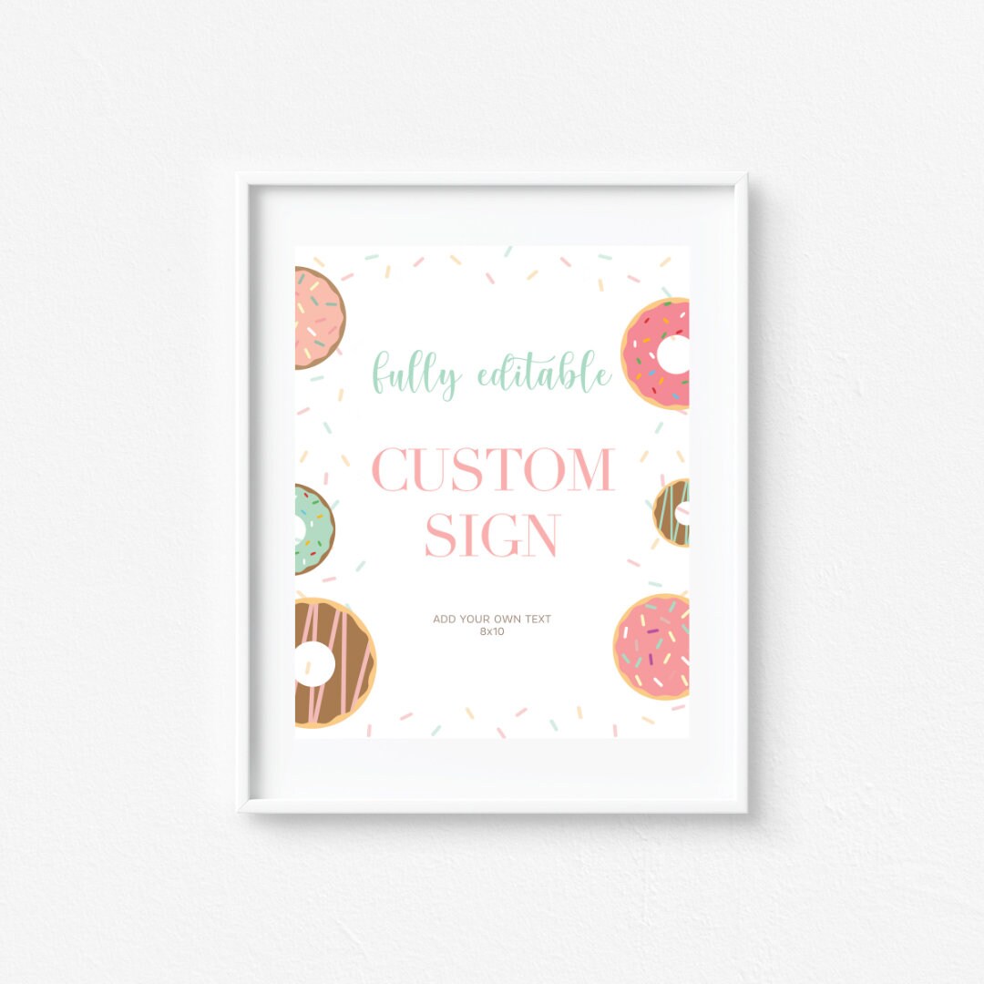 Sprinkle Donut Custom Sign, 8x10, Table Sign, Sweet One, Two Sweet ...