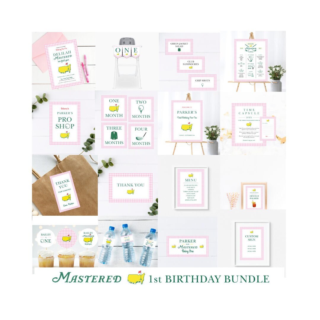 Mastered 1st Year Birthday Bundle + Extras, Pink Gingham Bundle, 15 ...