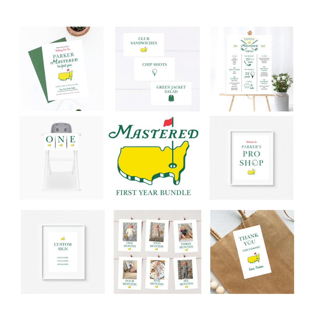 Mastered 1st Year Birthday Bundle, Invite, Milestone Board, Food Cards ...