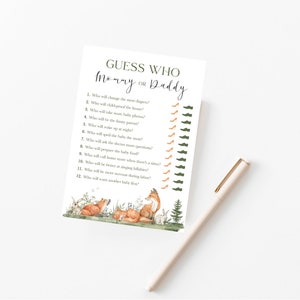 Woodlands Baby Shower Guess Who Game, Mommy or Daddy, Baby Shower Game ...