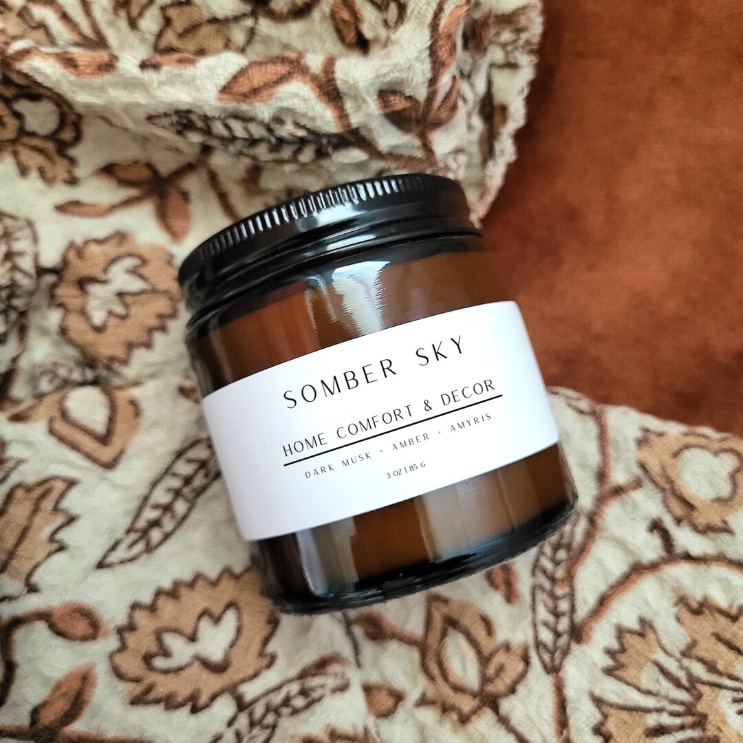 Dark Musk Amber 3 Oz. 7 Oz. Amber Glass Soy Candle and - Etsy
