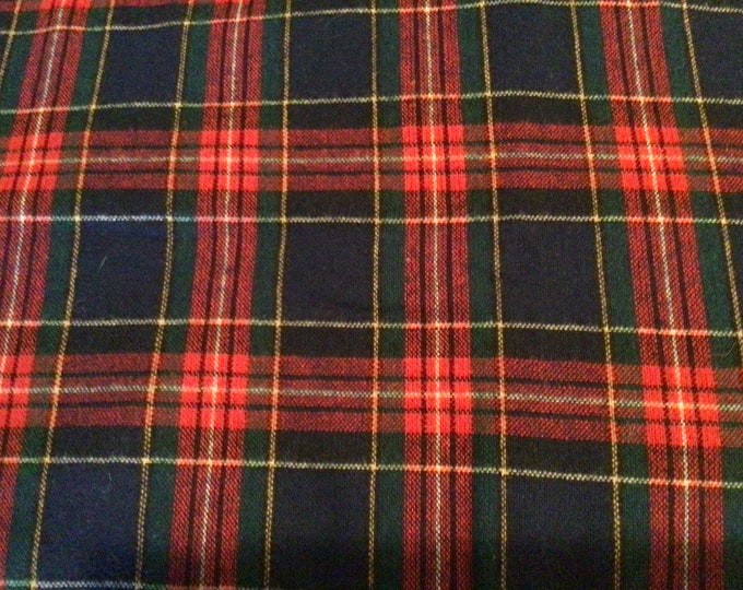 Wool Plaid Fabric Blue, Green, Red and White Plaid Fabric Remnant 17x 60wide Wool Scarf Fabric ...